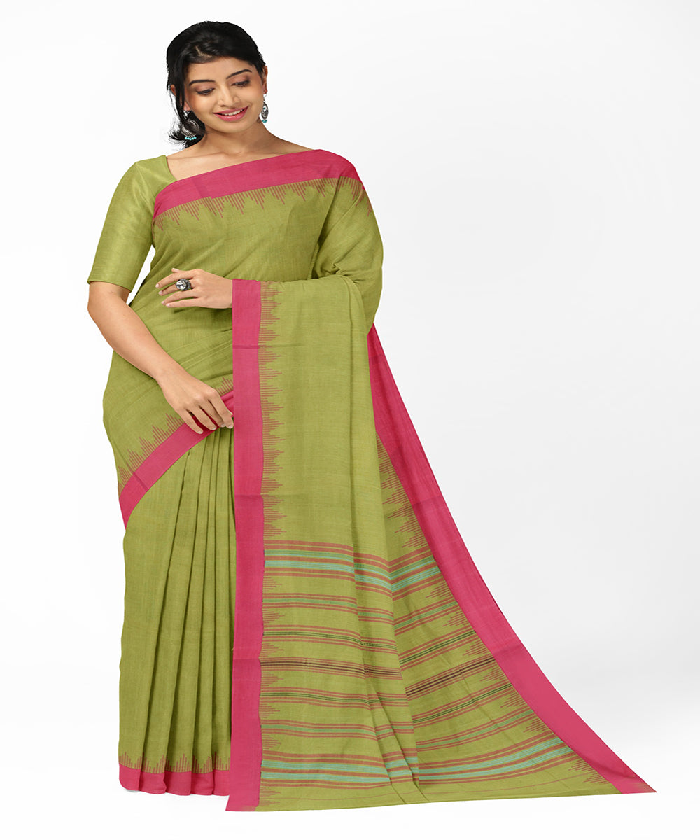 Lime green green handwoven ponduru khadi cotton saree – GoSwadeshi