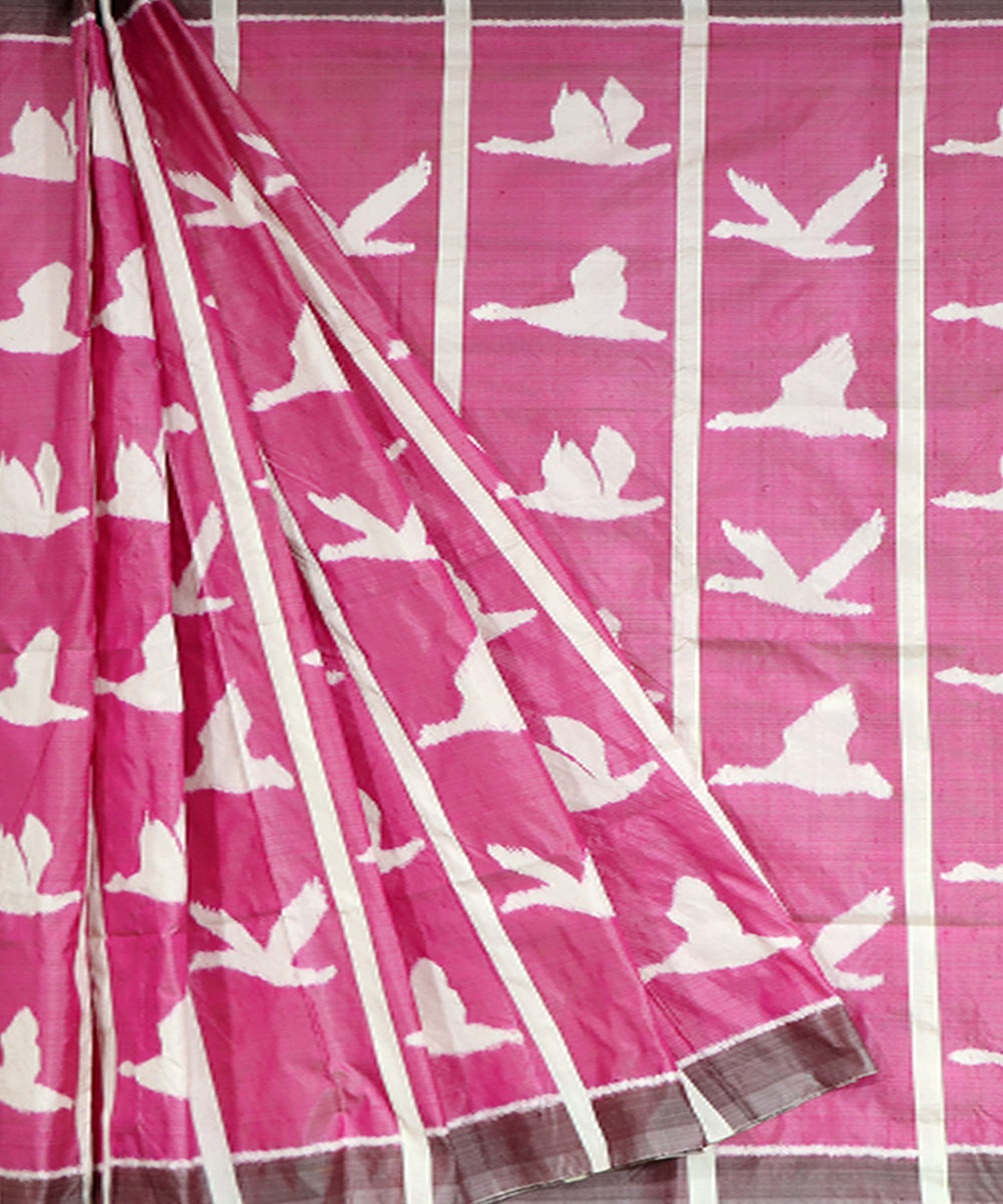 Pink french puce silk handwoven khandua saree – GoSwadeshi