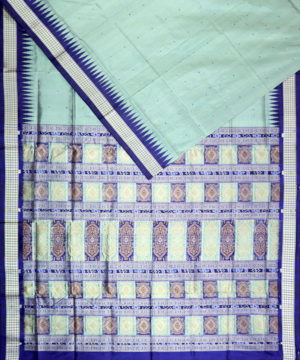 Auro metal saurus dark blue silk handloom bomkai saree – GoSwadeshi