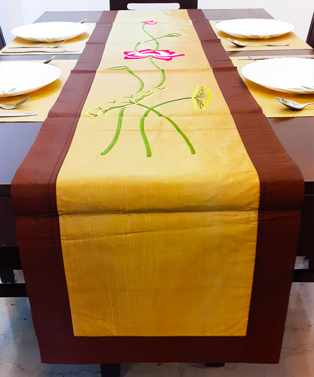 Premium silk embroidered table runner – GoSwadeshi