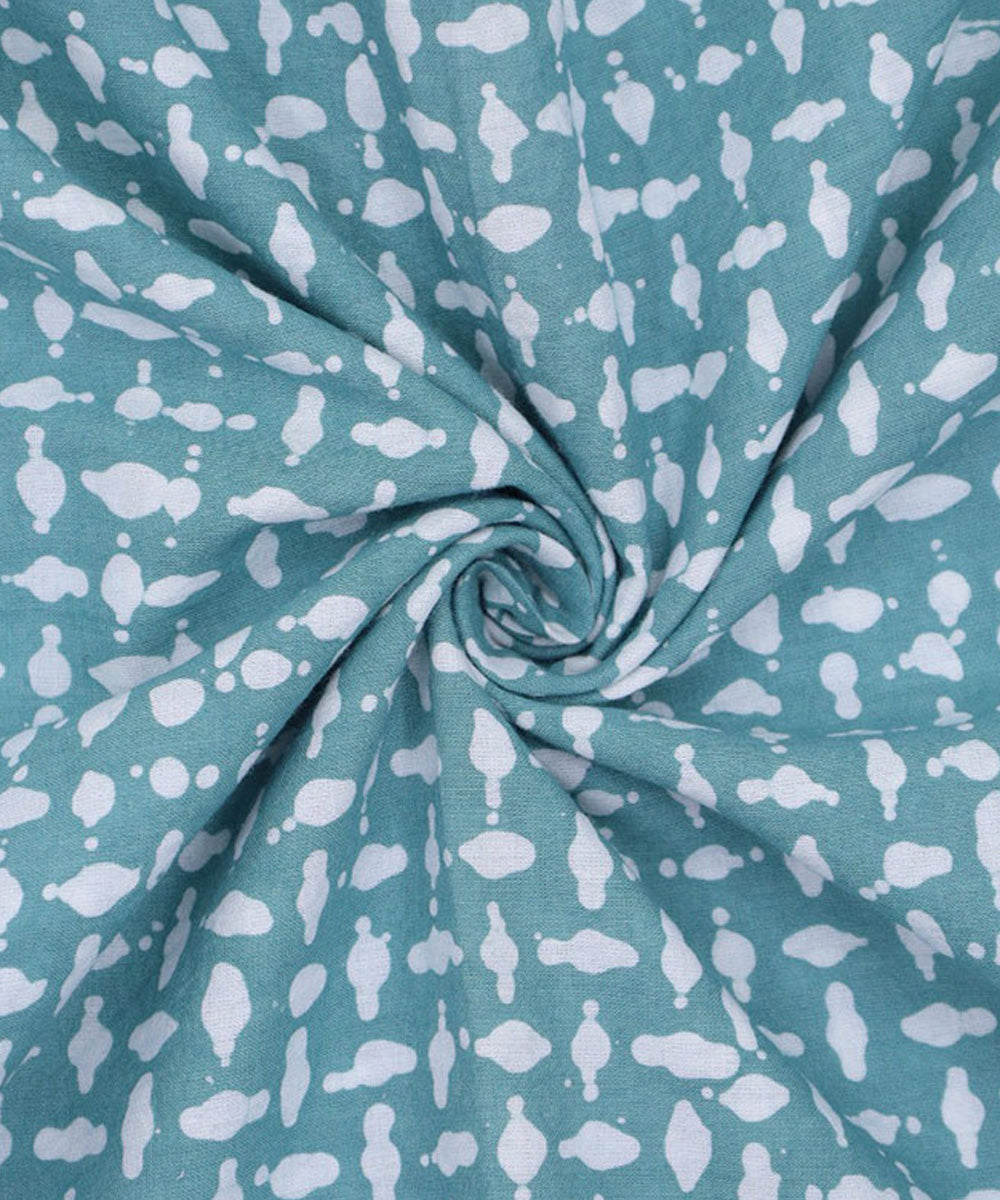 Light green white cotton hand print batik print fabric – GoSwadeshi