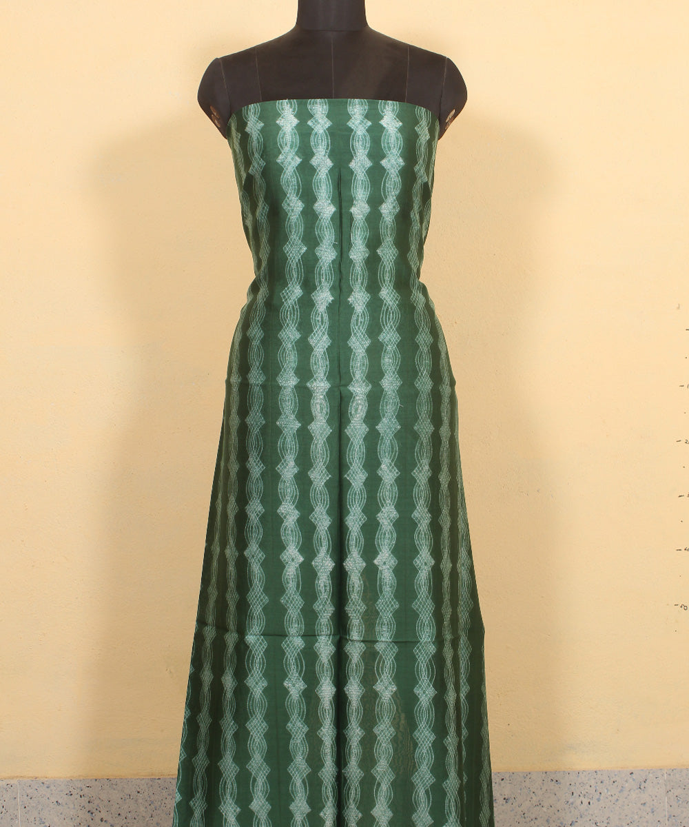 Dark green cotton silk handwoven shibori kurta material – GoSwadeshi