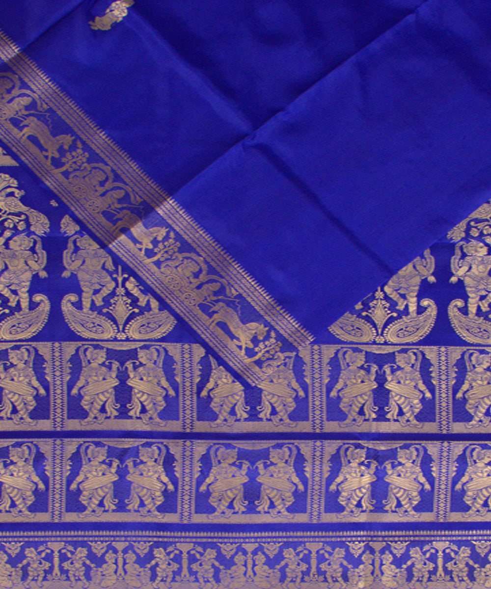 Royal blue baluchari handwoven silk saree – GoSwadeshi