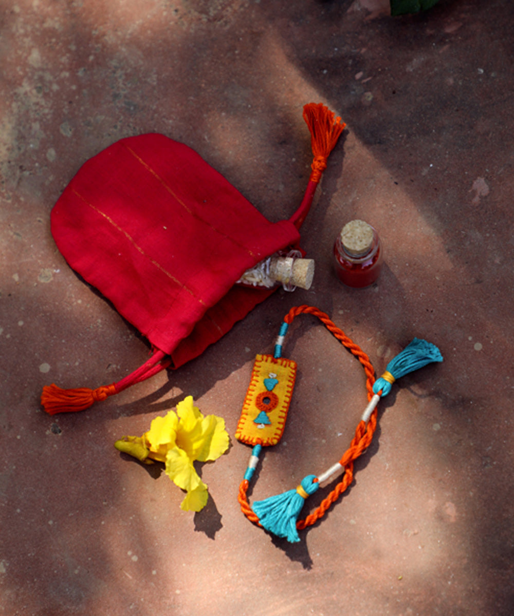 Handcrafted yellow cotton rakhi set – GoSwadeshi