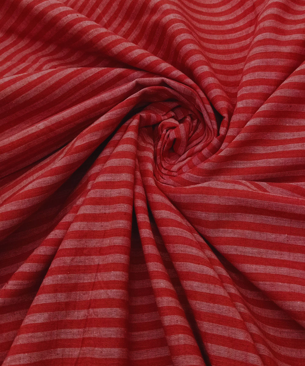 Maroon strip handwoven cotton natural dye fabric – GoSwadeshi