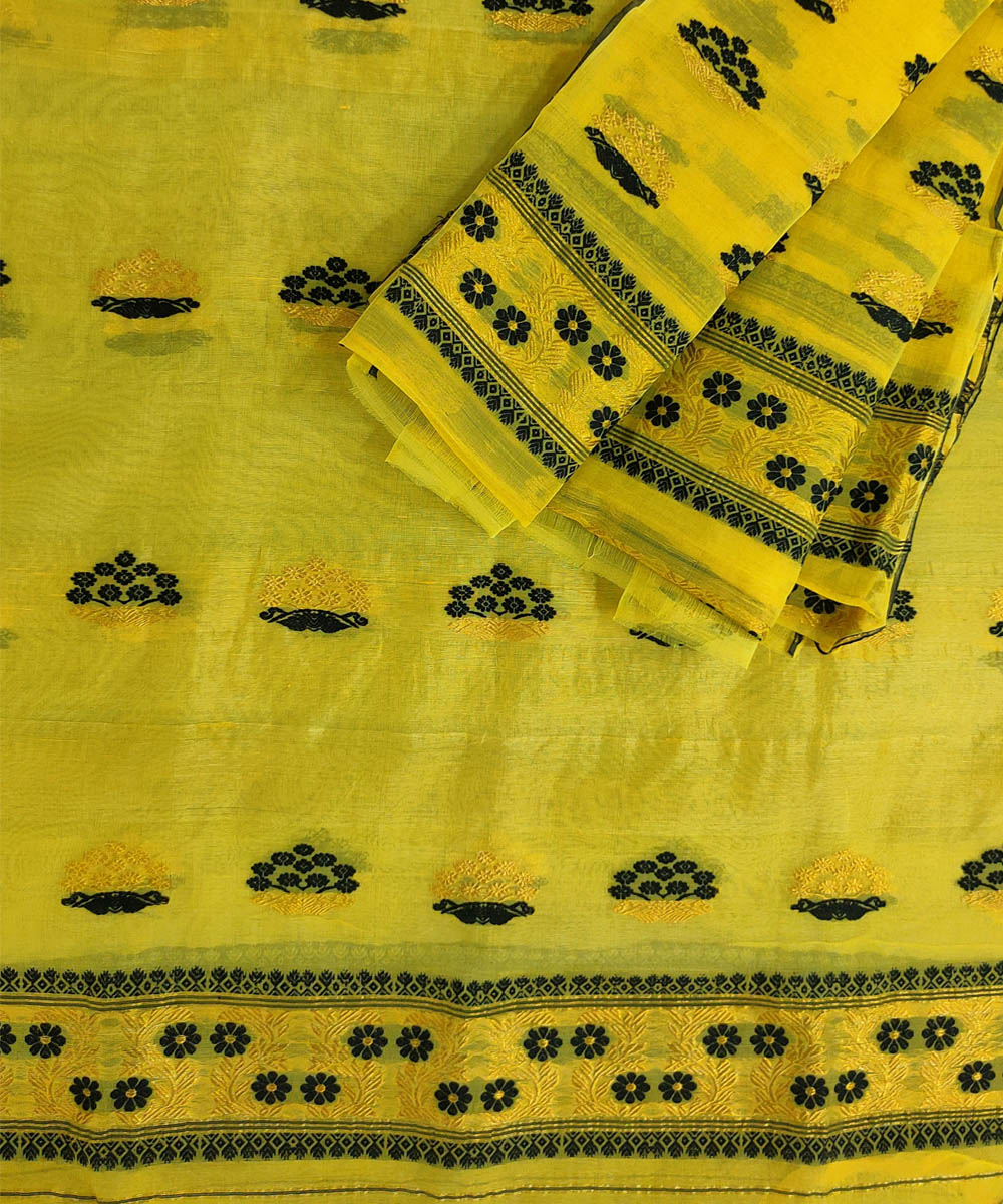 Yellow black raw silk handwoven assam mekhela chador – GoSwadeshi
