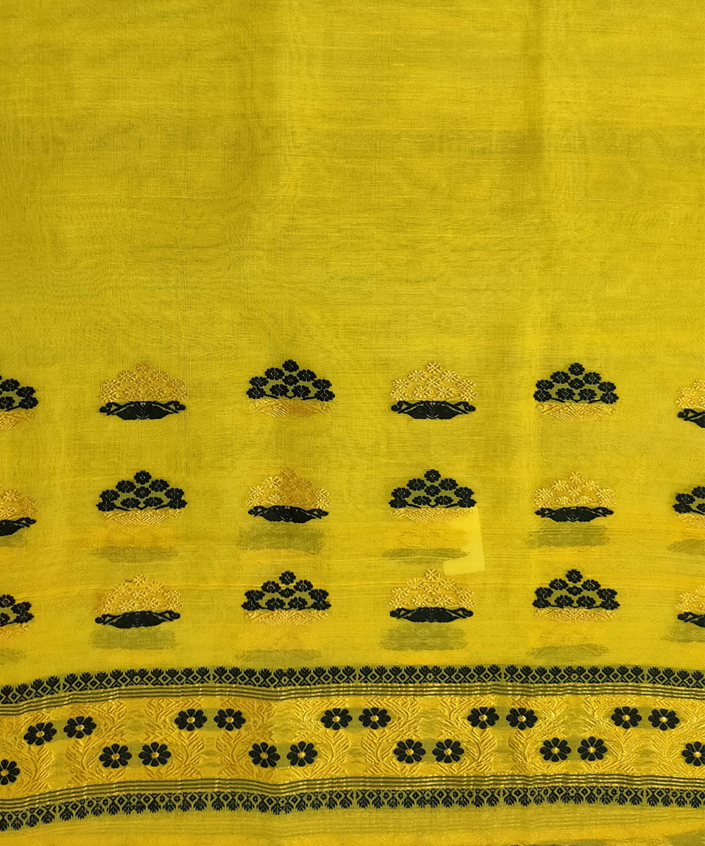 Yellow black raw silk handwoven assam mekhela chador – GoSwadeshi