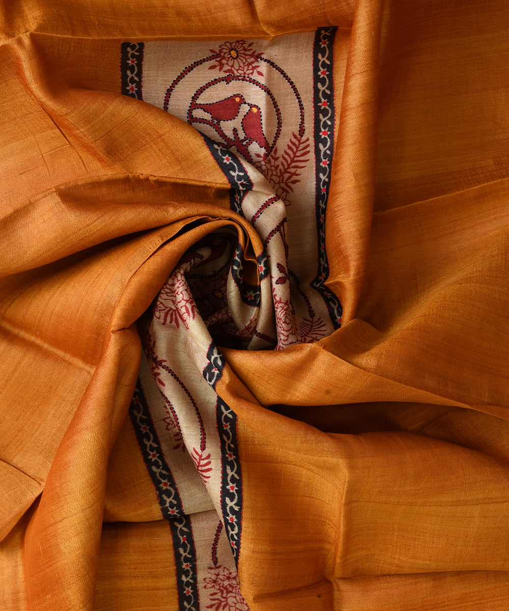 Yellow beige handwoven tussar silk kurta material – GoSwadeshi