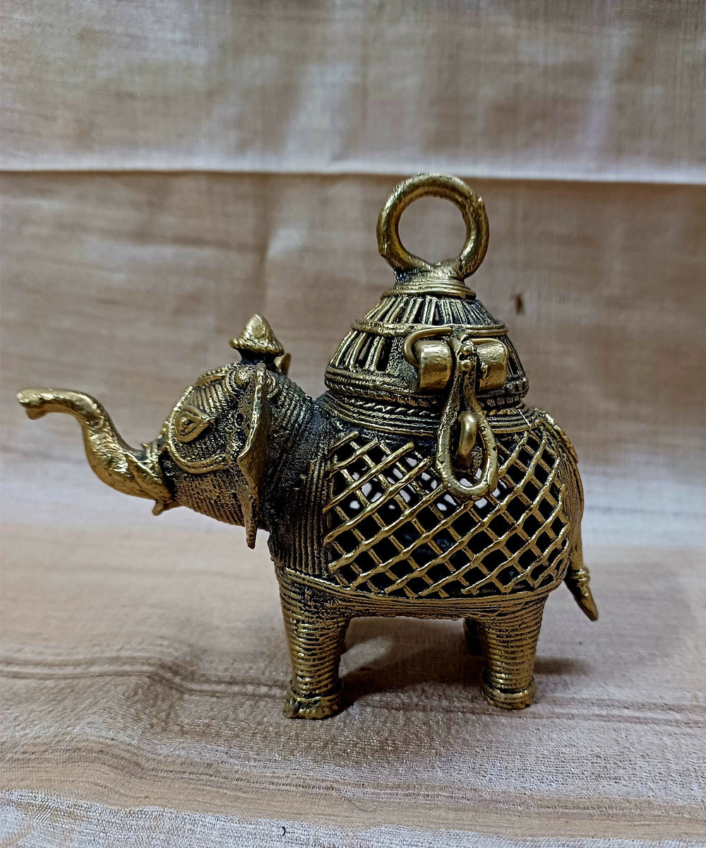 Dhokra brass handcrafted elephant coin box decor – GoSwadeshi