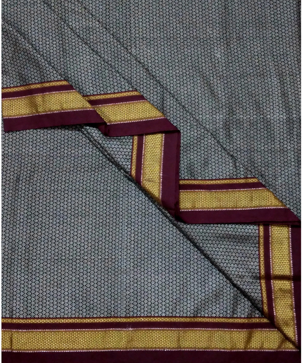 Grey handwoven cotton art silk khun fabric – GoSwadeshi