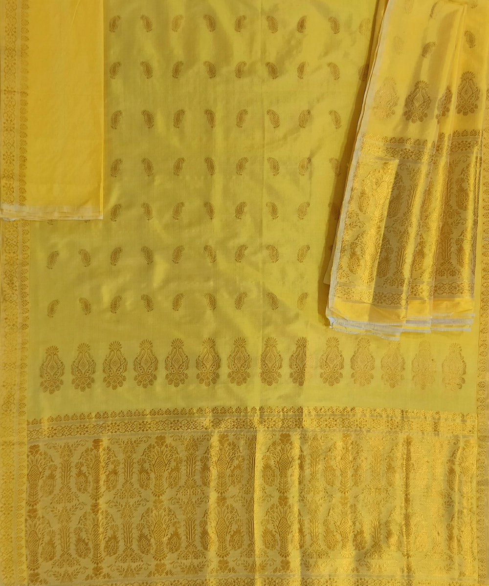 Yellow golden mulberry silk handwoven assam mekhela chador – GoSwadeshi