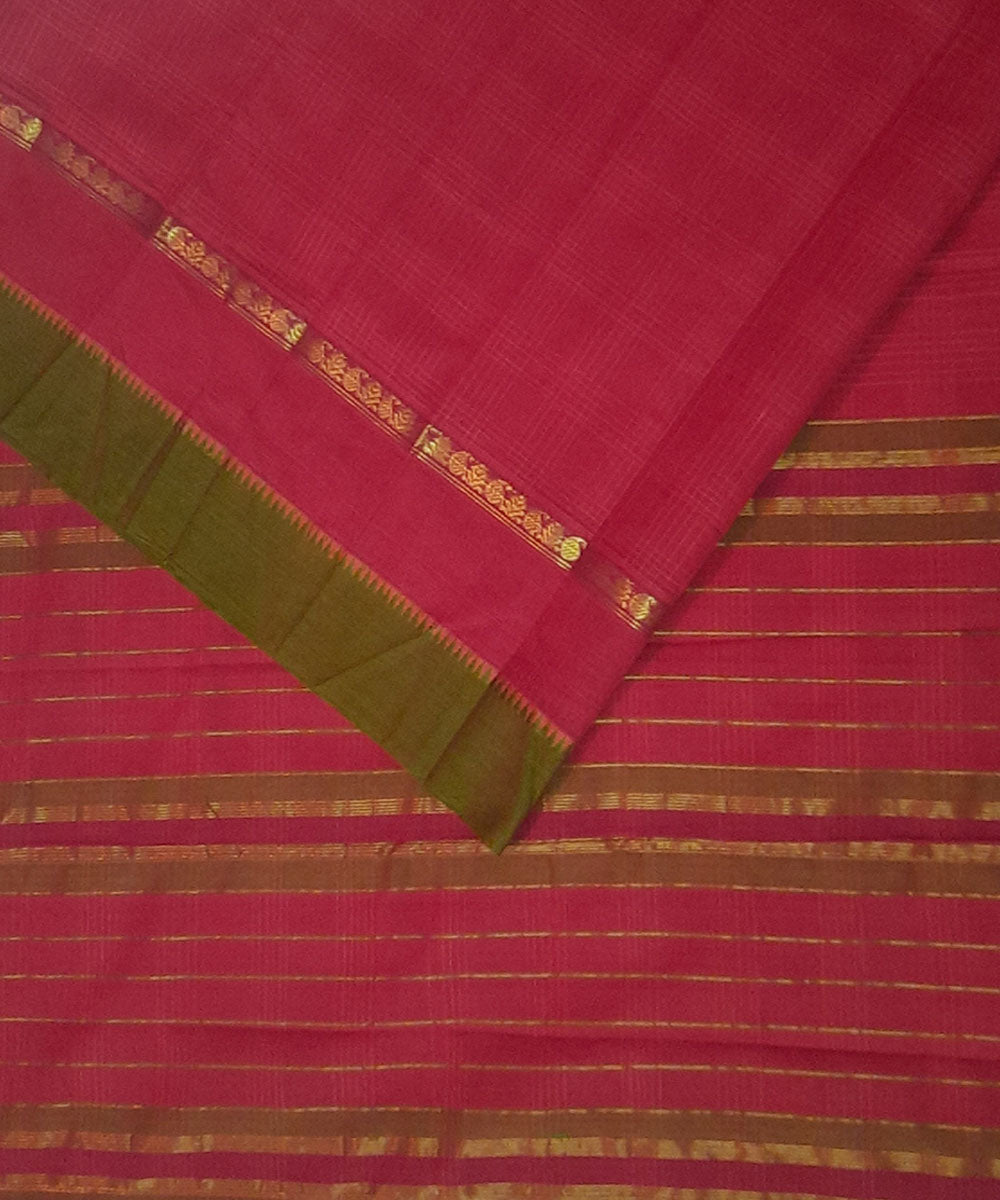 Red handwoven cotton narayanpet saree – GoSwadeshi