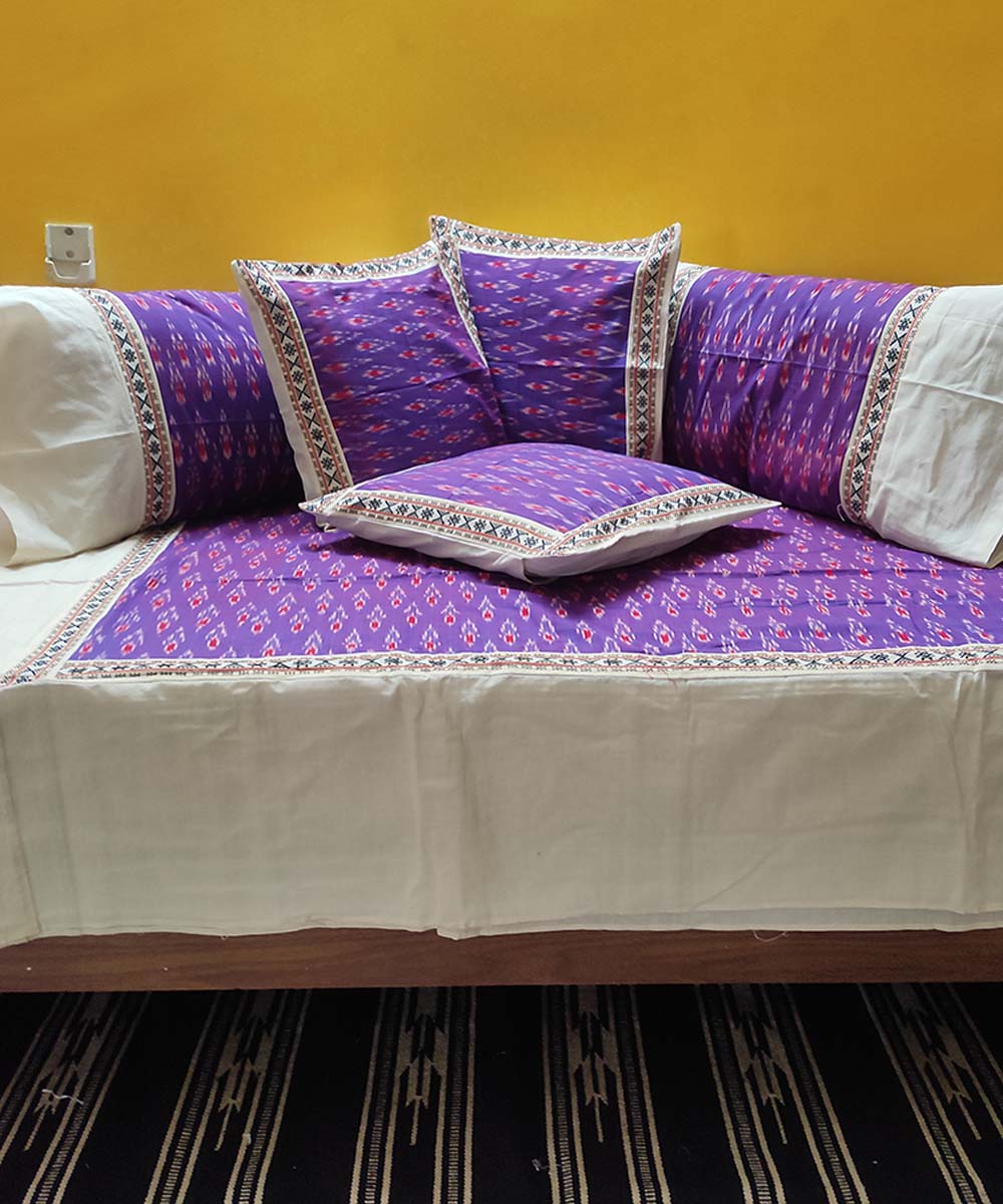 Purple handwoven pochampally ikat cotton diwan set – GoSwadeshi