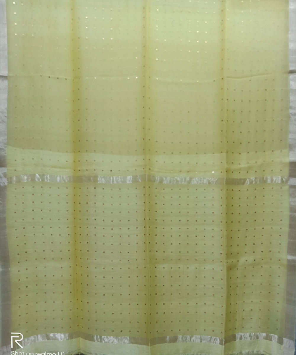 Bengal Lemon Green Handloom Sequin Silk Saree – GoSwadeshi