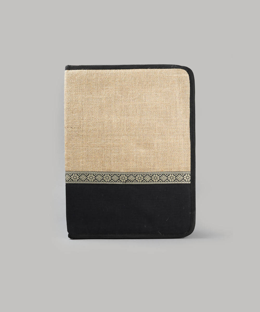 Beige black handcrafted canvas folder – GoSwadeshi