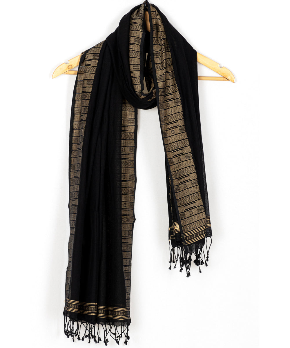Biswa bangla black handwoven cotton jamdani scarf – GoSwadeshi