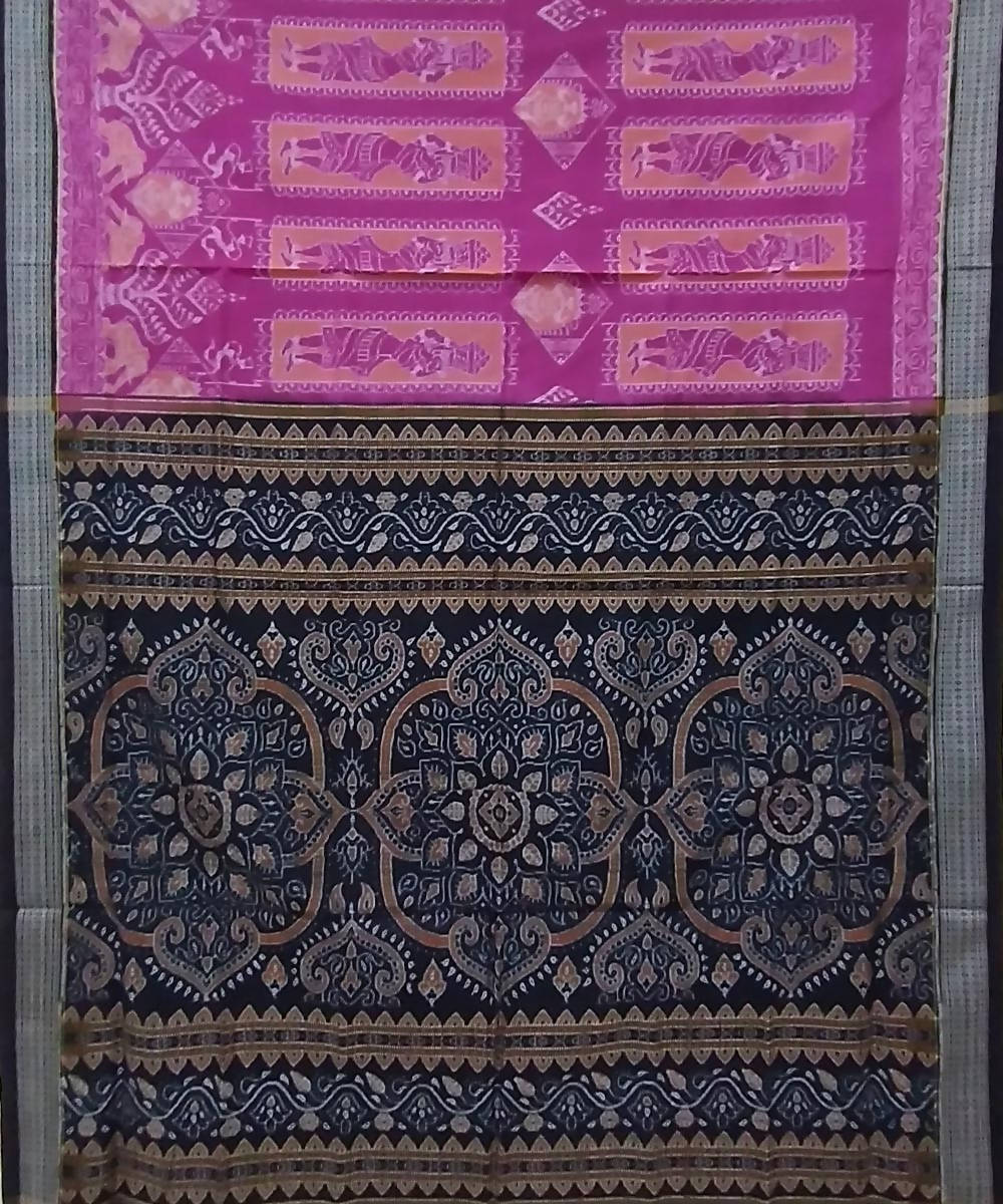 Byzantine violet black handwoven cotton sambalpuri saree – GoSwadeshi