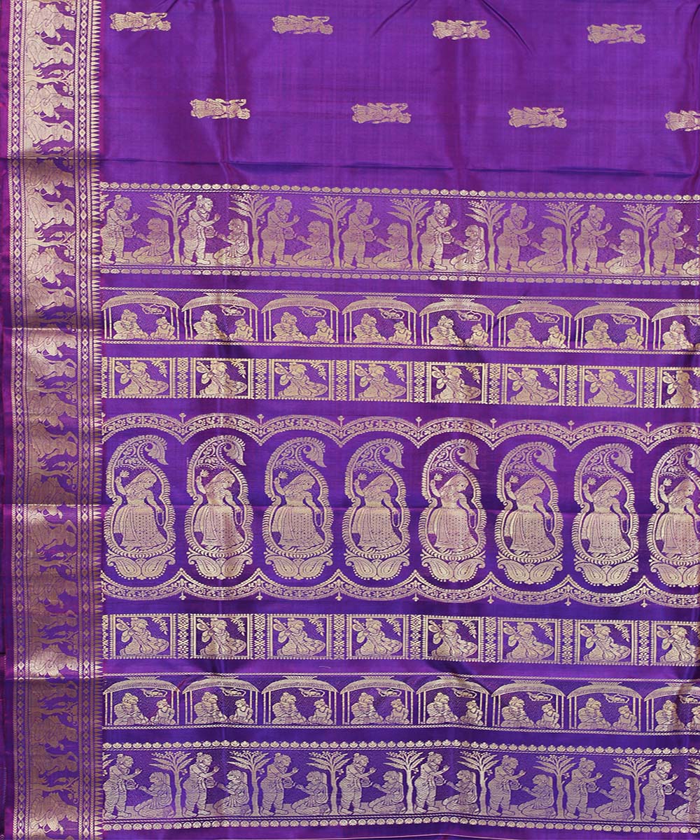 Purple handloom silk baluchari saree – GoSwadeshi