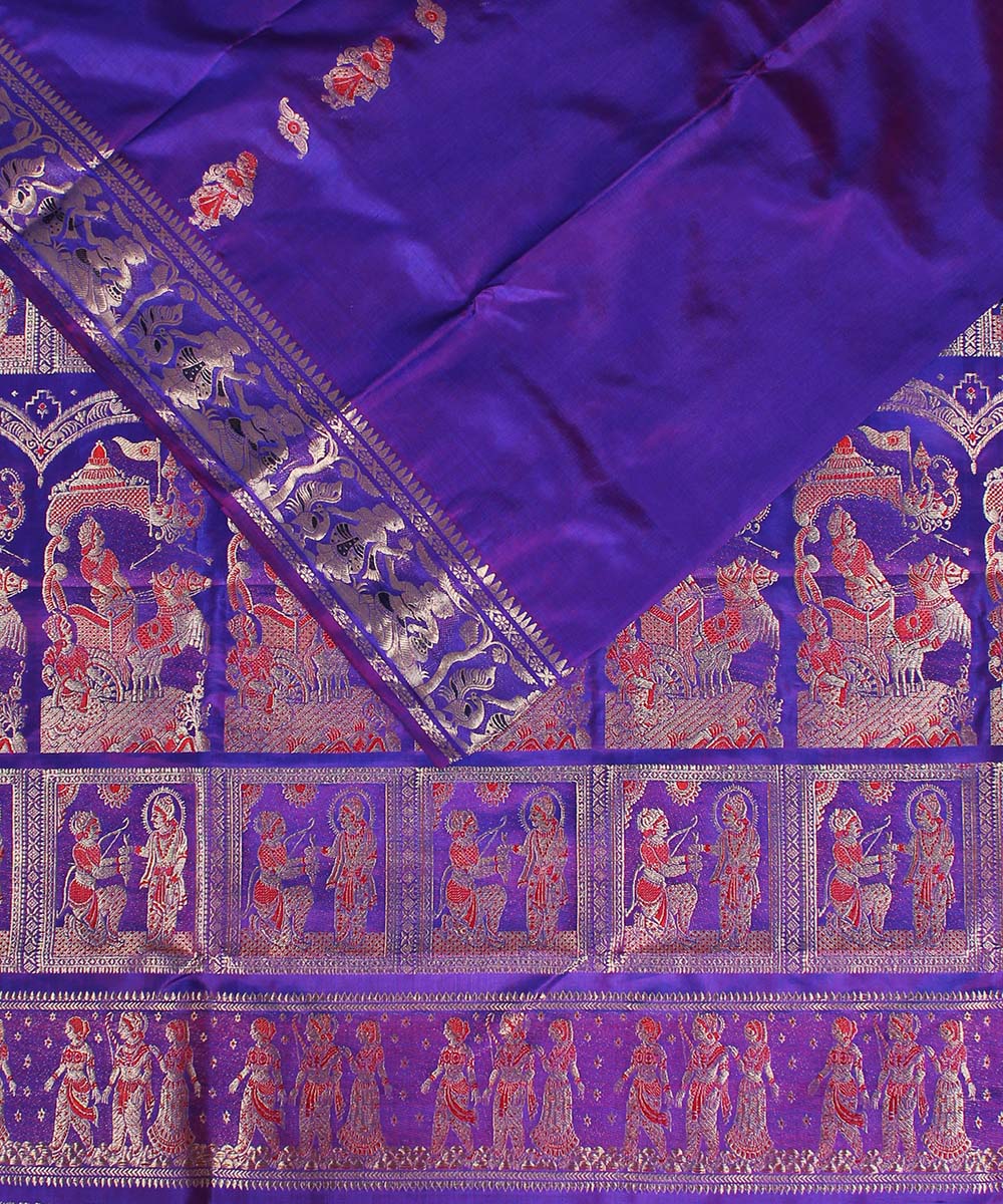 Double shaded purple handloom silk baluchari saree – GoSwadeshi