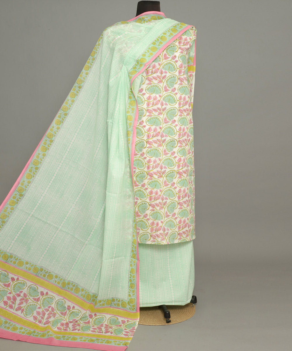 3pc Multicolour handblock print cotton bagru dress material – GoSwadeshi