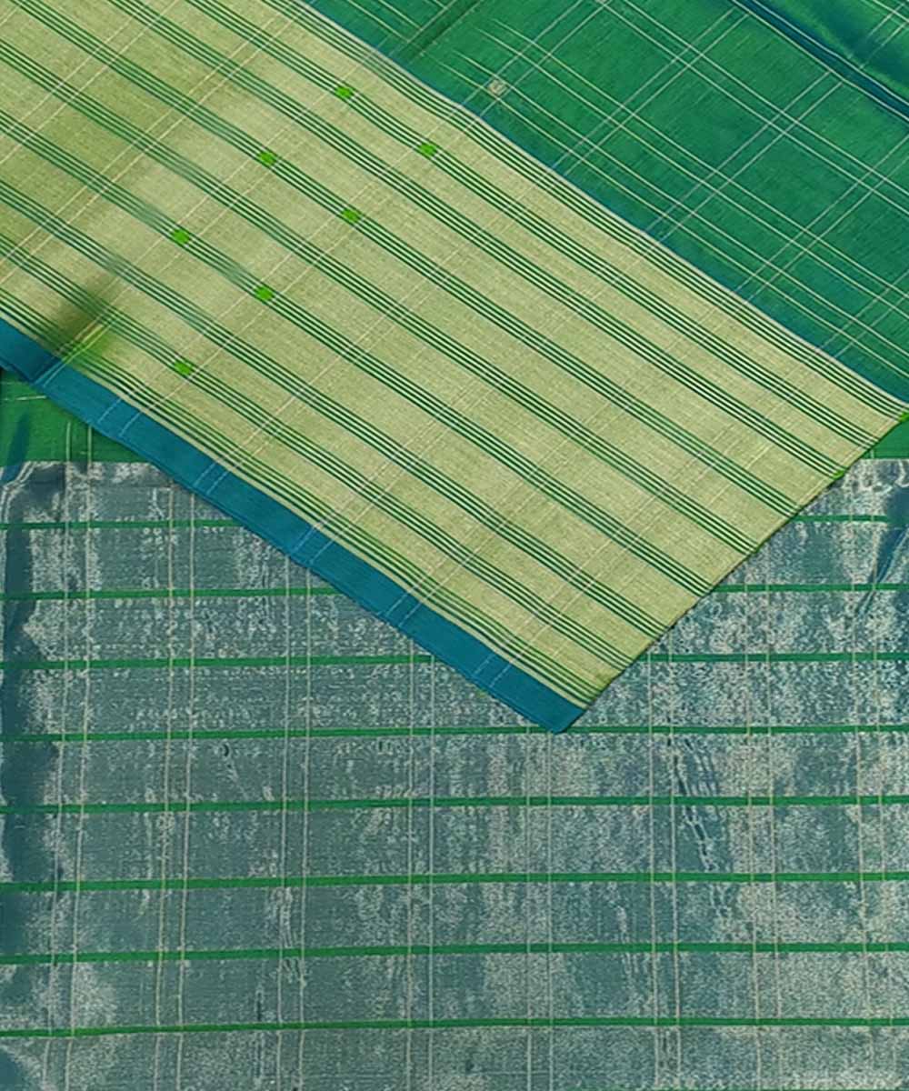 Blue Green Batani Butta Zari Checks Handwoven Sico Venkatagiri Saree ...