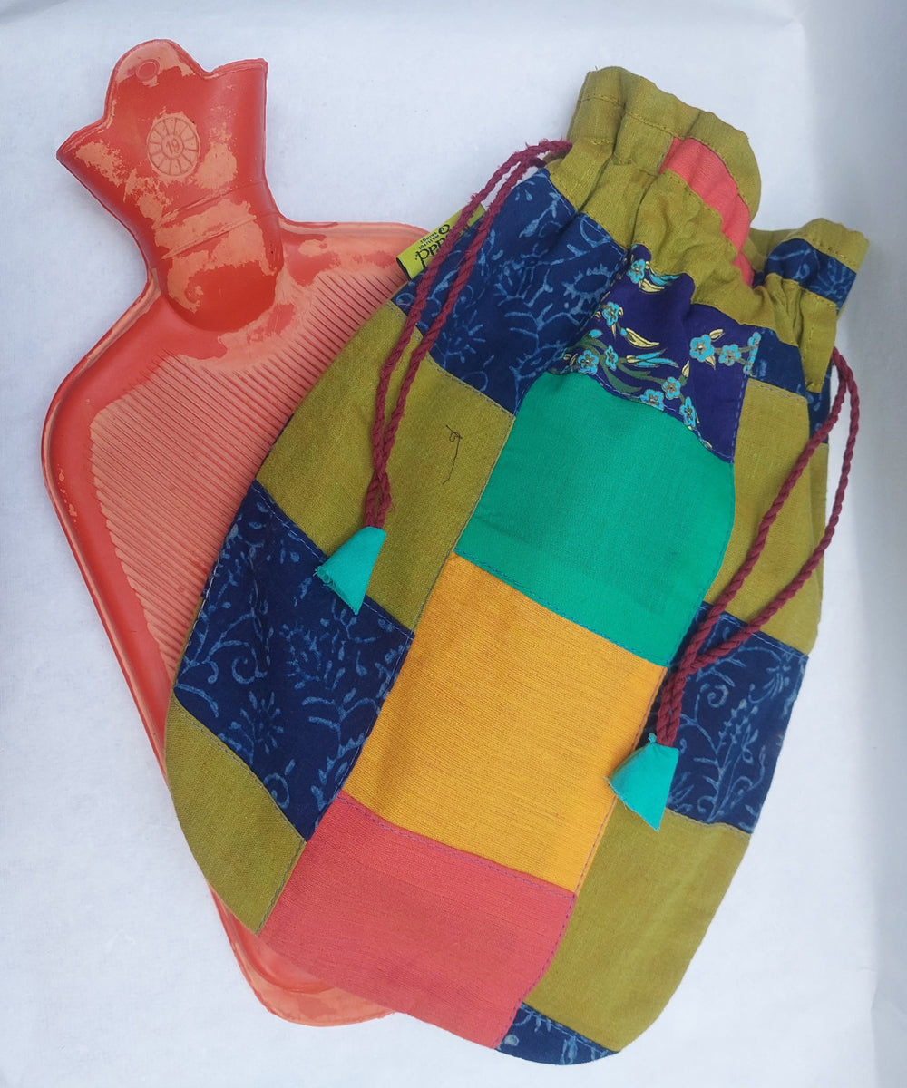 Multicolor handcrafted patchwork cotton bottle cover – GoSwadeshi