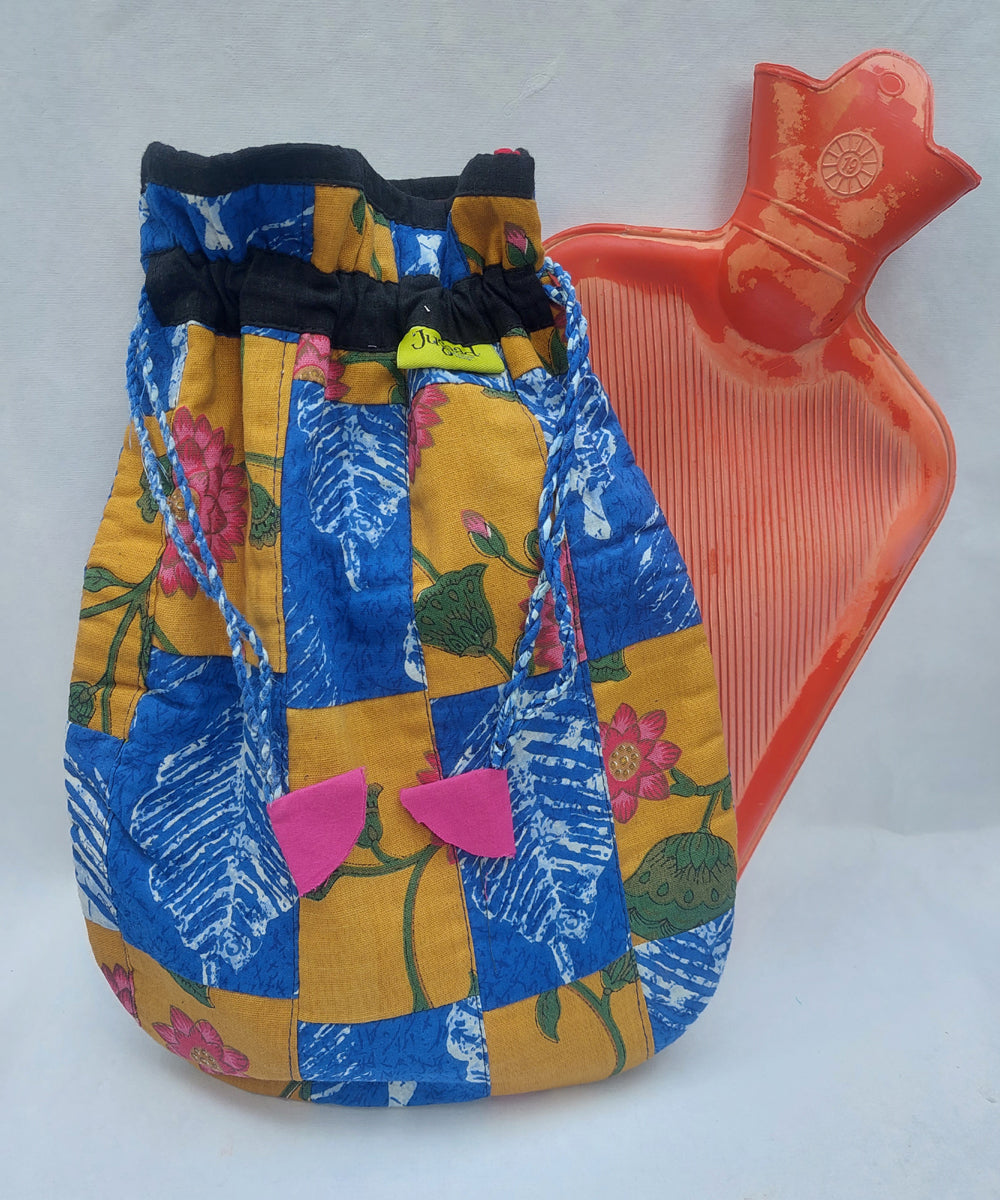 Blue handcrafted patchwork cotton bottle cover – GoSwadeshi