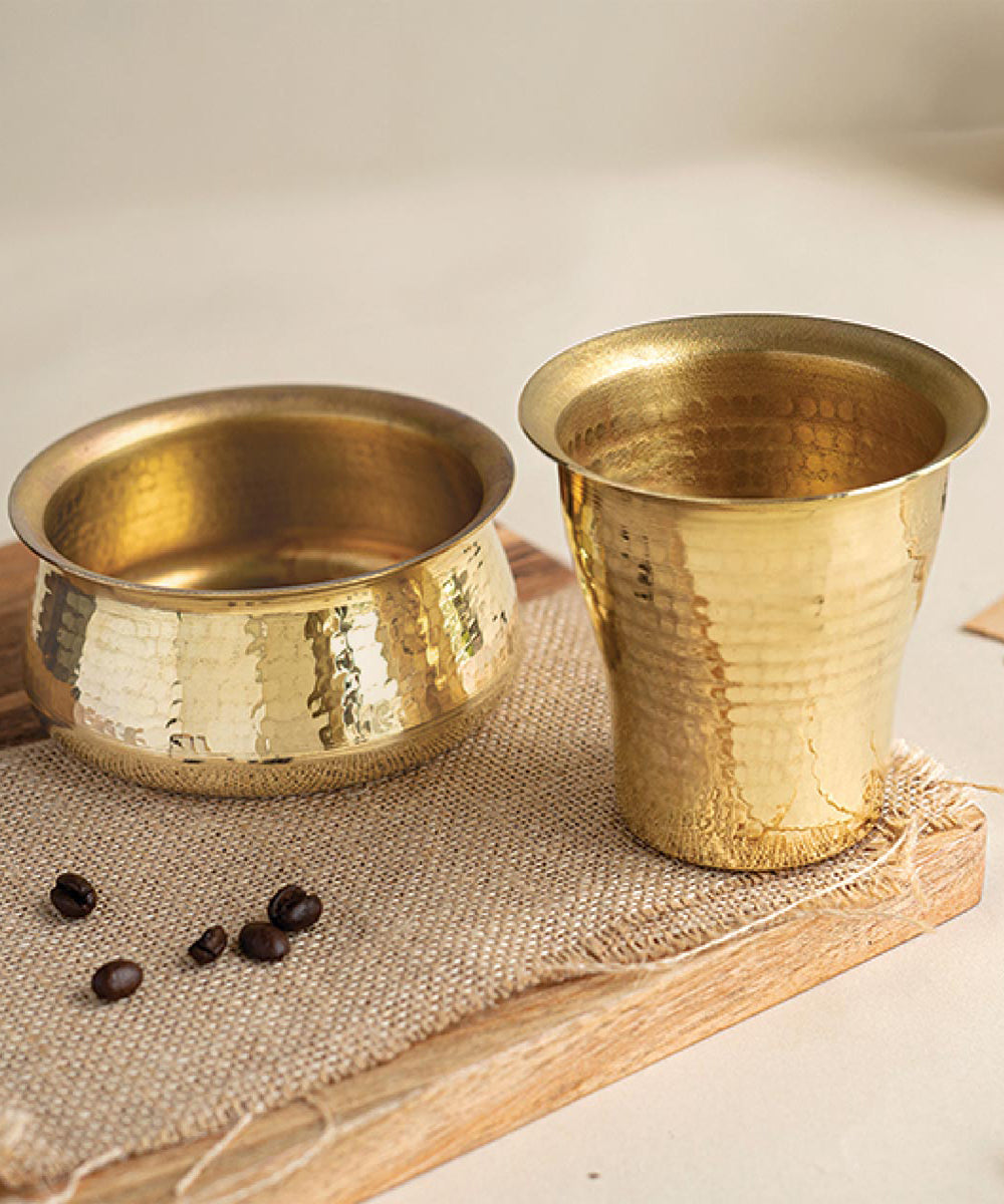 Handmade brass malabar davara coffee set – GoCoop