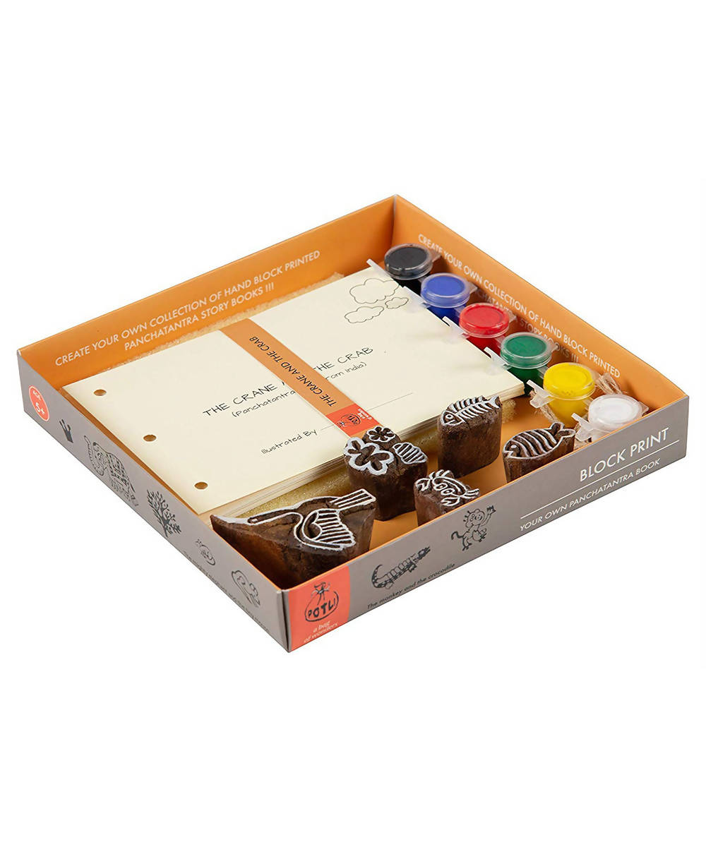 Wooden Block Print DIY Craft Kit Panchatantra Story(Crane And Crab ...