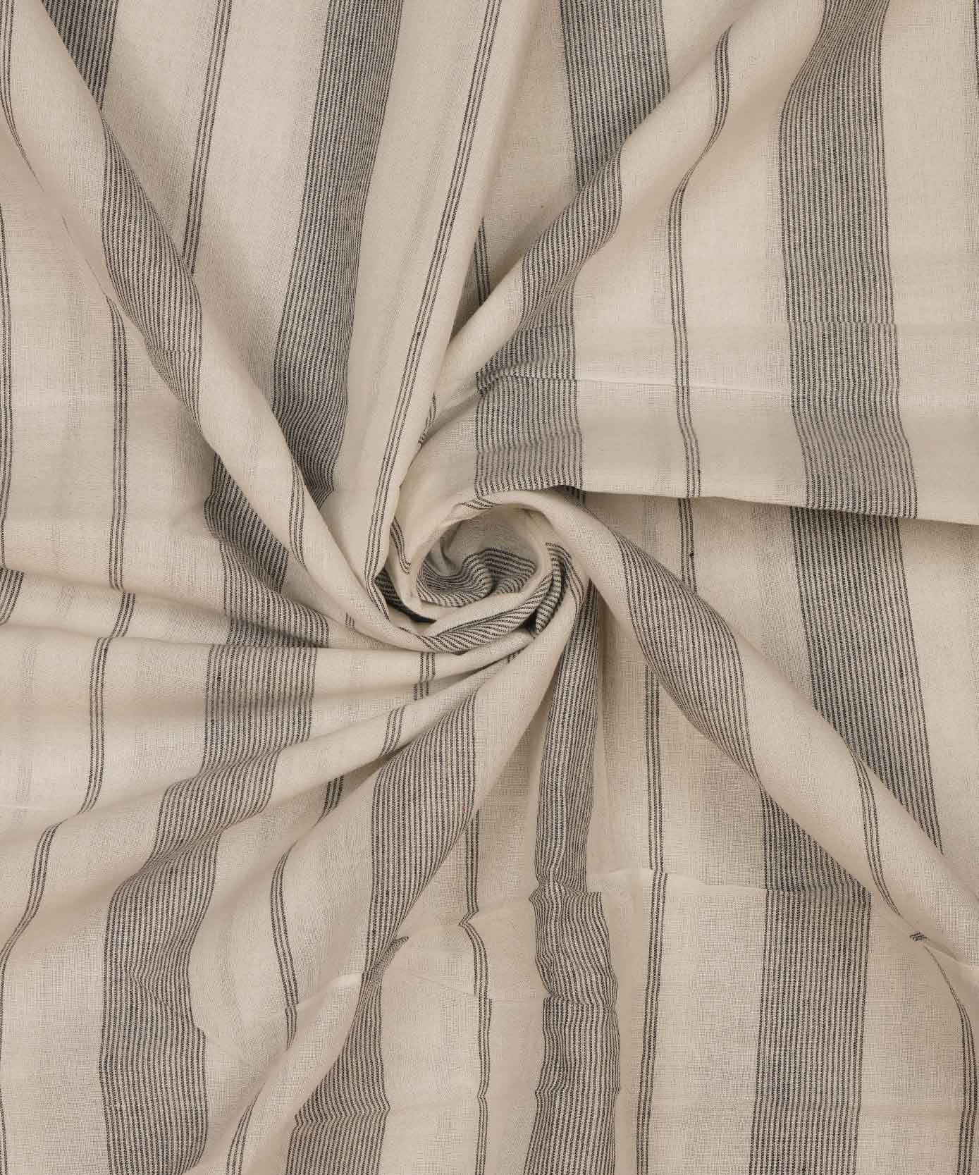 White black stripes handspun handwoven bengal cotton fabric – GoSwadeshi