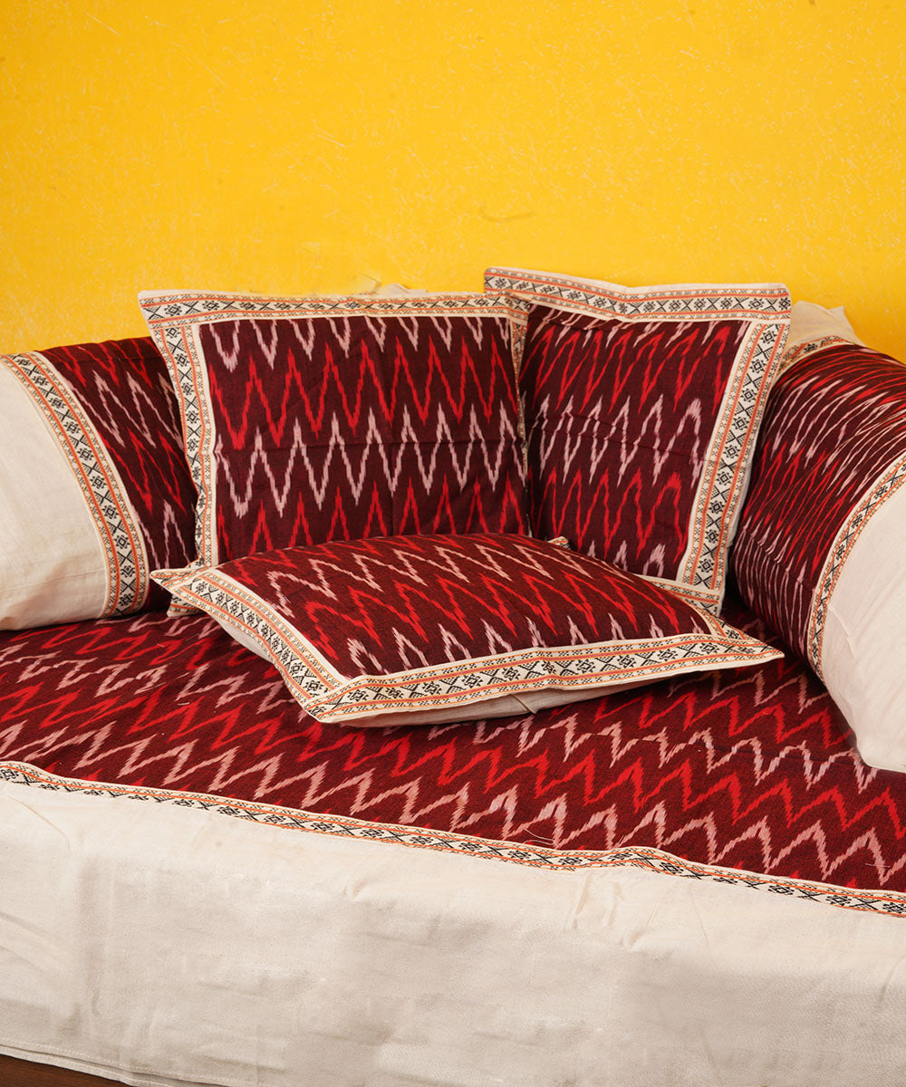 Maroon cotton handwoven pochampally ikat diwan set – GoSwadeshi