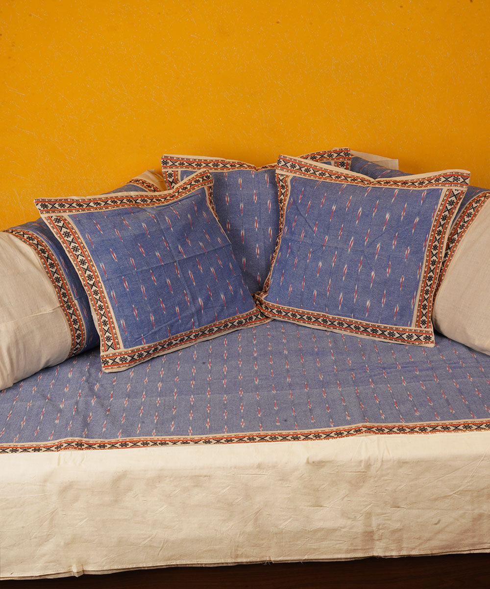 Pale blue cotton handloom pochampally ikat diwan set – GoSwadeshi